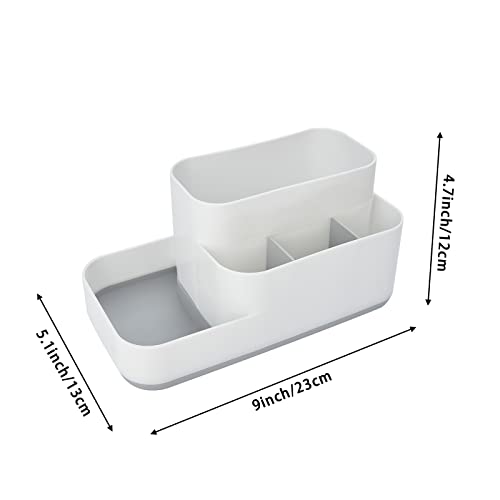 Desktop Storage Organizer, Pen Pencil Card Holder Box Container for Desk, Office Supplies, Vanity Table (White)