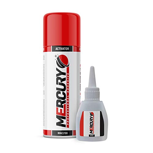 Mercury CA Glue with Activator (1.7 oz - 6.7 fl oz) Instant CA Glue for Woodworking, Cyanoacrylate Adhesive and Accelerator Spray