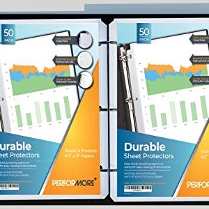 50 Sheet Protectors, Durable Clear Page Protectors 8.5 X 11 Inch for 3 Ring Binder, Plastic Sheet Sleeves, Durable Top Loading Paper Protector with Reinforced Holes, Archival Safe