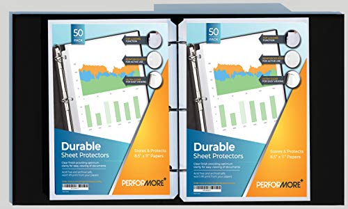 50 Sheet Protectors, Durable Clear Page Protectors 8.5 X 11 Inch for 3 Ring Binder, Plastic Sheet Sleeves, Durable Top Loading Paper Protector with Reinforced Holes, Archival Safe