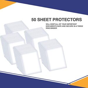 50 Sheet Protectors, Durable Clear Page Protectors 8.5 X 11 Inch for 3 Ring Binder, Plastic Sheet Sleeves, Durable Top Loading Paper Protector with Reinforced Holes, Archival Safe