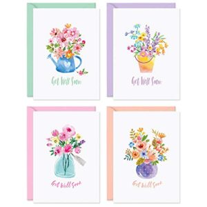 sweetzer & orange bulk get well cards with envelopes. 24 get well soon card assortment. 300gsm note cards and envelopes (120gsm). thick greeting cards and envelopes, feel better soon cards.