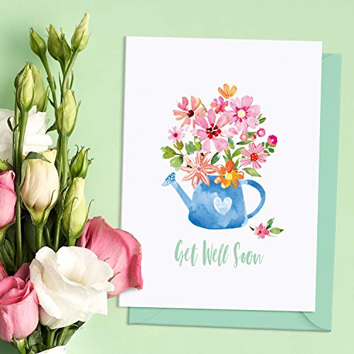 Sweetzer & Orange Bulk Get Well Cards With Envelopes. 24 Get Well Soon Card Assortment. 300gsm Note Cards and Envelopes (120gsm). Thick Greeting Cards and Envelopes, Feel Better Soon Cards.