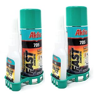 Akfix 705 Super CA Glue 2-Pack (2 X 1.76 oz) with Spray Activator (2 X 6.76 floz). Wood, Metal, Plastic, Leather, Crafts. Clear CA Glues