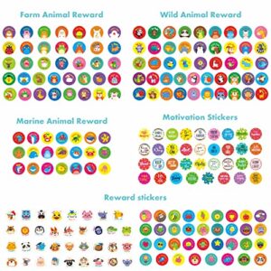 6844 PCS Incentive Stickers, 64 Sheets Round Encouragement Stickers, Animals Donuts Cupcakes Stars Hearts Motivational Teacher Classroom Reward Gifts Encourage Kids to Do Chores Go to The Toilet