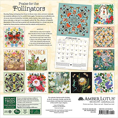 Praise for the Pollinators 2023 Wall Calendar: Nature's Superheroes | 12" x 24" Open | Amber Lotus Publishing