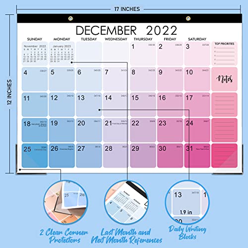 2023 Desk Calendar - Large Desk Calendar 2023, 12'' x 17'', January 2023 - December 2023, Cut-line for Tearing Off, 2 Corner Protectors & Hanging Holes, Perfect Desk/Wall Calendar for You