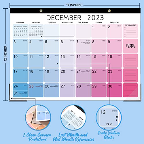 2023 Desk Calendar - Large Desk Calendar 2023, 12'' x 17'', January 2023 - December 2023, Cut-line for Tearing Off, 2 Corner Protectors & Hanging Holes, Perfect Desk/Wall Calendar for You