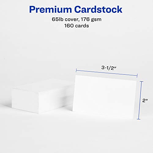 Avery Printable Small Tent Cards, 2" x 3.5", Two-Sided Printing, Matte White, 2 Pack, 320 Cards Total (5812)