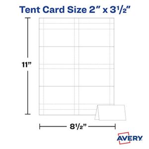 Avery Printable Small Tent Cards, 2" x 3.5", Two-Sided Printing, Matte White, 2 Pack, 320 Cards Total (5812)