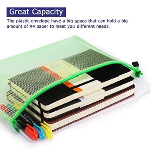 6 Pack Mesh Zipper Pouch Document Bag Waterproof Zip File Folders for School Office Supplies Travel Storage Bags (Colorful)