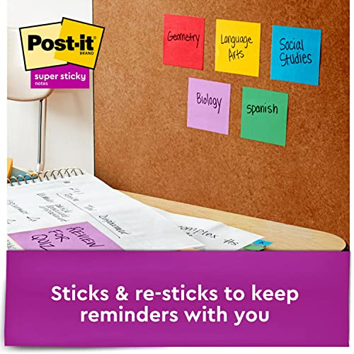 Post-it Super Sticky Notes, 3x3 in, 5 Pads, 2x the Sticking Power, Purple Iris, Recyclable (654-5SSCG)