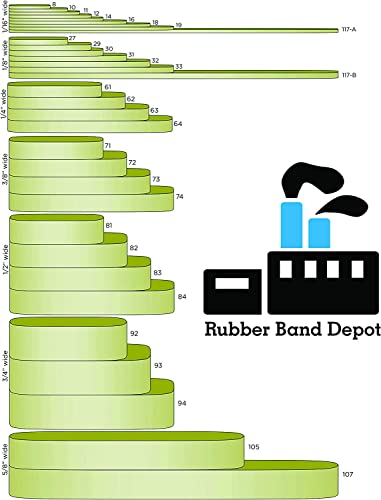 Thick Rubber Bands - 7" x 5/8", Rubber Bands, Size #107, Approximately 10 Rubber Bands Per Bag, Rubber Band Measurements: 7" x 5/8" - 1/4 Pound Bag