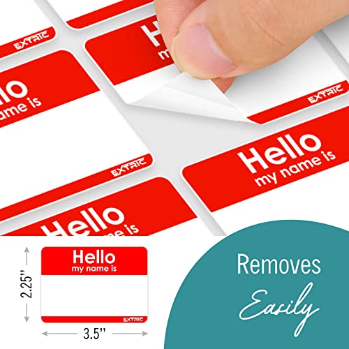 100 Count Name Tags | Hello My Name is Stickers | Red Name Tag Stickers, 2.25" x 3.5" Name Tag