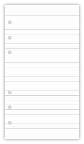 200 Sheets A6 Lined Paper for Filofax Personal Binder Planner, White 100gsm Ruled Pages, 6 Hole Punched, 3.75 x 6.75 Inch