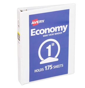 avery mini economy view binder with 1 inch round ring, 5.5 x 8.5 inches, white, 1 binder (5806)