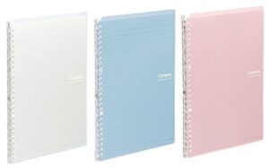 kokuyo campus easy-carry slim binder”smart-ring” b5 26-ring set of 3 (light pink, light blue & clear, b5)