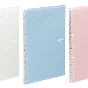 Kokuyo Campus Easy-Carry Slim Binder"Smart-Ring" B5 26-Ring Set OF 3 (Light Pink, Light Blue & Clear, B5)