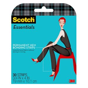 scotch essentials permanent hem bonding strips, 30 strips (w-107-a)