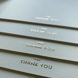 RUN2PRINT (36 Pack) Thank You Cards With Envelopes & Gift of 36 Foiled Stickers - Elegant Emboss Rose Gold Foil Pressed Blank Notes Wedding All Occasion Cards (Ivory)