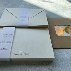 RUN2PRINT (36 Pack) Thank You Cards With Envelopes & Gift of 36 Foiled Stickers - Elegant Emboss Rose Gold Foil Pressed Blank Notes Wedding All Occasion Cards (Ivory)