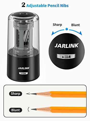 JARLINK Electric Pencil Sharpener, Heavy Duty Pencil Sharpener for 6-12mm Colored Pencils, Auto Stop, Fast Sharpen in 3s, 8000 Sharpening Times, Ideal for School, Classroom, Teacher Supplies, Black