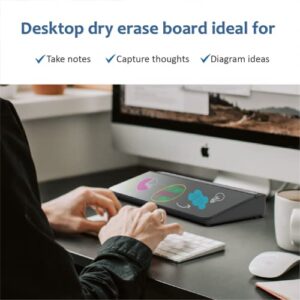 Audio-Visual Direct - Glass Desktop Computer Keyboard Whiteboard Notepad Set, Black (Includes Neon Marker, Eraser & Sticky Notes)