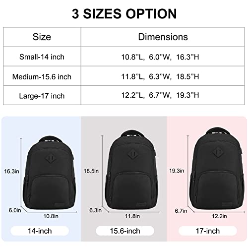 LOVEVOOK Classic Laptop Backpack for Women Men, Large Capacity College Backpacks School Bookbag Water Resistant Travel Work Bag, Fit 15.6 Inch Laptop, Black