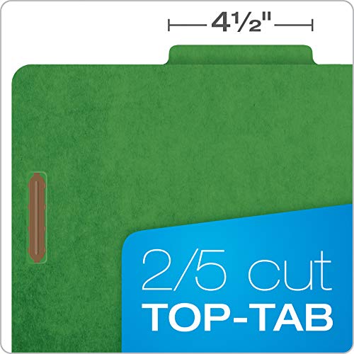 Pendaflex® Classification Folders, 1 Divider, 2" Fasteners, Letter, Dark Green, 10/Box (23733P)