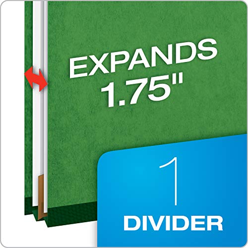 Pendaflex® Classification Folders, 1 Divider, 2" Fasteners, Letter, Dark Green, 10/Box (23733P)