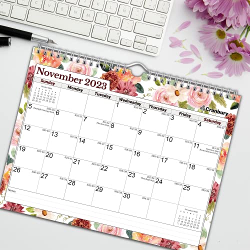 CRANBURY Small Wall Calendar 2023 - (Floral) Use 8.5x11 Calendar 2023 as Desk Calendar or Hanging Calendar 8.5 x 11, Gorgeous Flower Designs, Includes Stickers