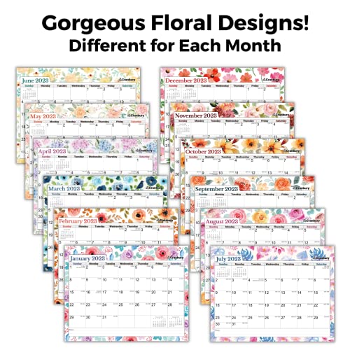 CRANBURY Small Wall Calendar 2023 - (Floral) Use 8.5x11 Calendar 2023 as Desk Calendar or Hanging Calendar 8.5 x 11, Gorgeous Flower Designs, Includes Stickers