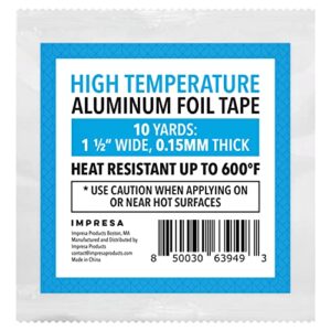 [30 Feet] High Temperature Tape – Aluminum Foil Tape for Metal, Plastic, & Glass – Heat Resistant Tape - 10 Yards, 0.15mm Thick, 1.5in Width – Furnace Tape, Flue Tape, Dryer Tape, & Grill Tape