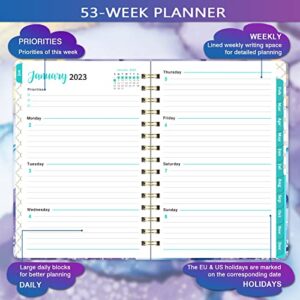 2023 Planner – Weekly and Monthly Planner 2023, Jan 2023 – Dec 2023, 2023 Weekly Monthly Planner with Monthly Tab, 8.4" x 6.3", Hardcover, Twin-Wire Binding, Thick Paper, Back Pocket, Elastic Closure