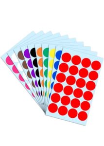 1200 pack, 1″ round colored dot stickers labels – 10 assorted colors