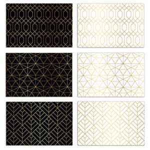 Better Office Products 100-Pack All Occasion Greeting Cards, Assorted Blank Note Cards, 4 x 6 inch, 6 Elegant Gold Foil Geometric Designs, Blank Inside, with Envelopes, 100 Pack