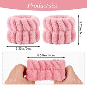 Sibba 2 Pieces Women's Microfiber Wrist Wash Bands, Absorbent Wristbands Wrist Sweatband for Girls Prevent Water from Spilling Down Your Arms (Pink)