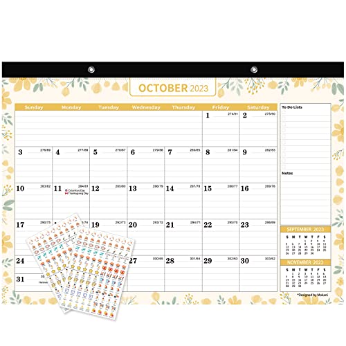 2023-2024 Large Desk Calendar 2023 (January 2023-June 2024), Big Monthly Wall Calendar with Plastic Cover: 17"x12", 18 Months Academic Year Desk Pad Calendars with Planner Stickers