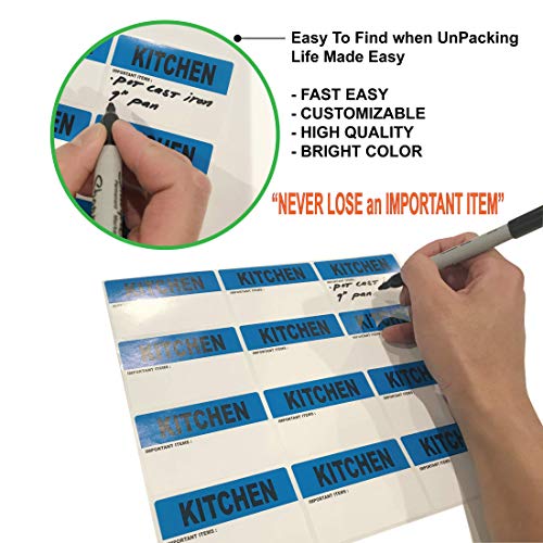 1080 Large Moving Labels -960 Color Coded, 120 Blanks, 90 Sheets –12 Labels Par Sheet- with Fragile Stickers |2" x 3" Size| !Moving Boxes ONLY! Supplies with Blank Space (2x3 Home Moving)