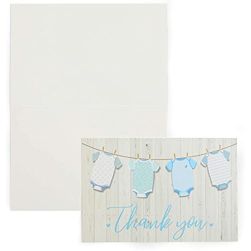 Pipilo Press 60 Pack Boy Baby Shower Thank You Cards with Blue Envelopes, Cute Stickers, Blank Inside (6 x 4 In)