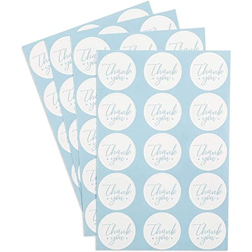 Pipilo Press 60 Pack Boy Baby Shower Thank You Cards with Blue Envelopes, Cute Stickers, Blank Inside (6 x 4 In)