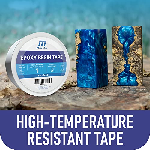 Midiza Resin Tape for Epoxy Resin Molding - High Temperature Resistant Thermal Silicone Adhesive Tape - Easy Peel Epoxy Release Tape for River Tables & Crafts - 2 in Wide 246 ft Long Epoxy Resin Tape