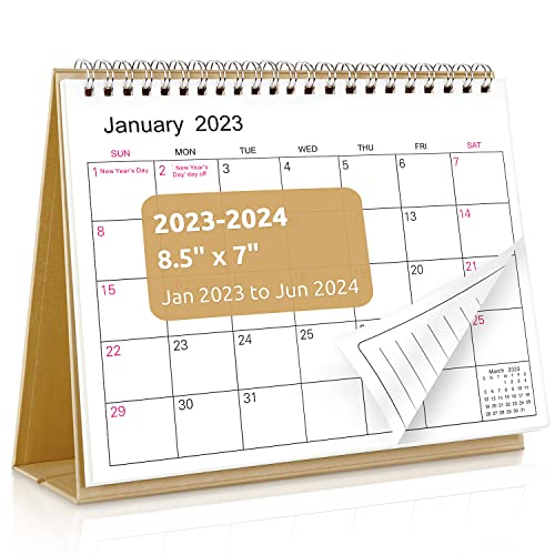 SKYDUE Small Desk Calendar 2023, Desk Calendar from Jan.2023 to Jun.2024, 7" x 8.5", Standing Desk Calendar with To-do List & Notes for Kitchen Office School