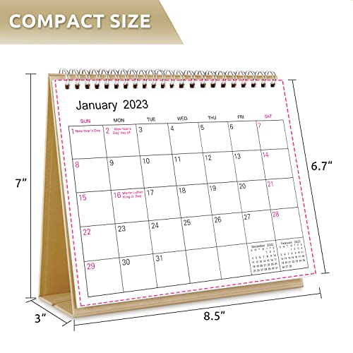 SKYDUE Small Desk Calendar 2023, Desk Calendar from Jan.2023 to Jun.2024, 7" x 8.5", Standing Desk Calendar with To-do List & Notes for Kitchen Office School