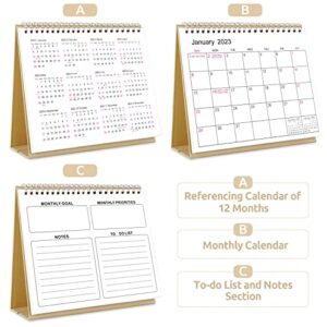 SKYDUE Small Desk Calendar 2023, Desk Calendar from Jan.2023 to Jun.2024, 7" x 8.5", Standing Desk Calendar with To-do List & Notes for Kitchen Office School