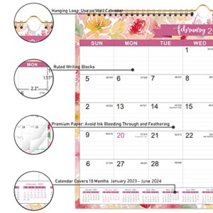 2023-2024 Calendar - Wall Calendar 2023-2024 from January 2023 - June 2024 with Julian Dates, 15" x 11.5", Two-Wire Binding, Ruled Blocks Perfect for Planning and Organizing for Home or Office