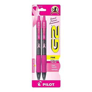 PILOT G2 Premium Refillable & Retractable Rolling Ball Gel Pens, Fine Point, Pink