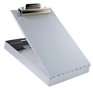 saunders recycled aluminum redi-rite storage clipboard with self-locking latch – lightweight, weather-resistant lacquer finish stationery box. office products, silver, letter