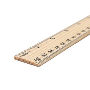 60 Pack Wooden Ruler 12 Inch Rulers Bulk Wood Measuring Ruler Office Ruler 2 Scale