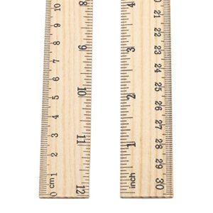 60 Pack Wooden Ruler 12 Inch Rulers Bulk Wood Measuring Ruler Office Ruler 2 Scale